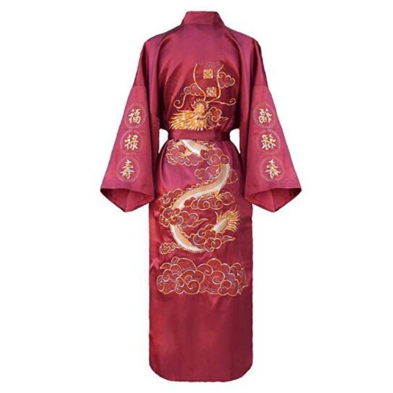 Bathrobe Embroidery Chinese Dragon Robe Male Sleepwear Gown Home ...