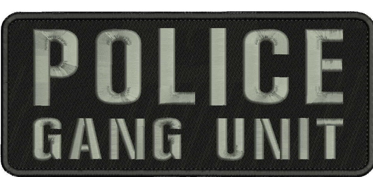 police gang unit embroidery patch 4x10 hook on back blk/gray///// | eBay