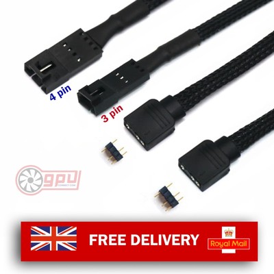 Corsair RGB 3/4-Pin to Standard ARGB Fan / Device Adapter Cable Braided ...