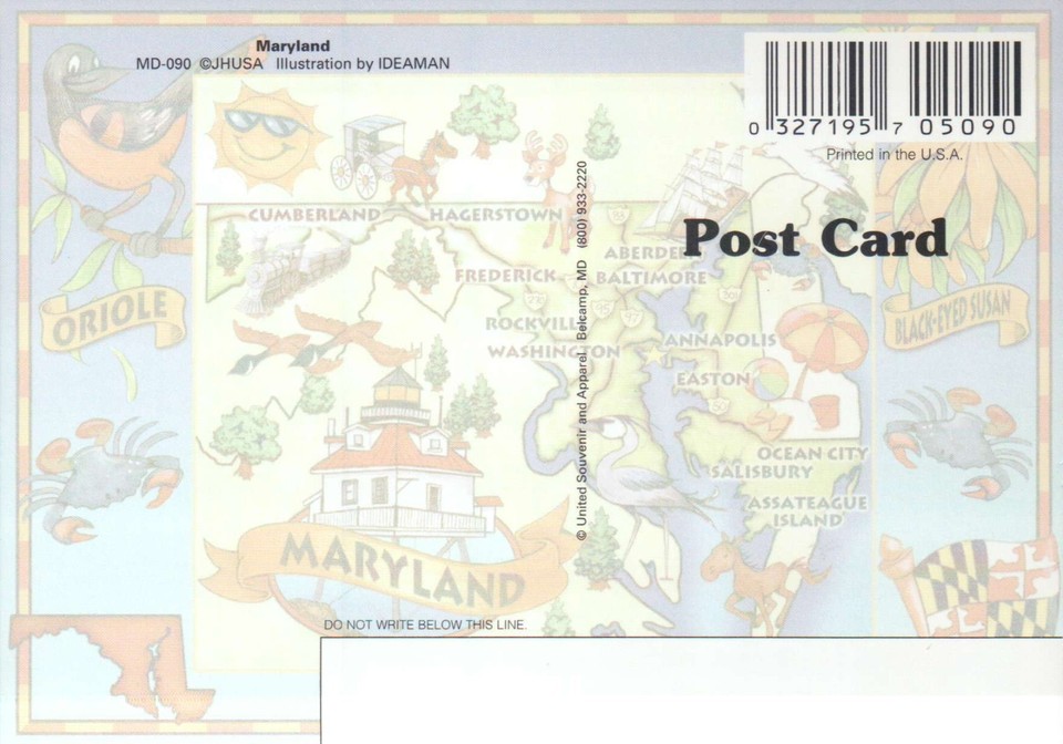 Maryland, The Old Line State, Annapolis, Baltimore, Ocean City --- Map ...