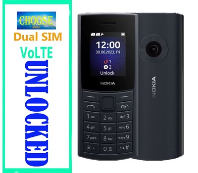 Unlocked Dual SIM | VoLTE } Nokia 110 4G 2023 1.8" IPS Camera FM Web ...