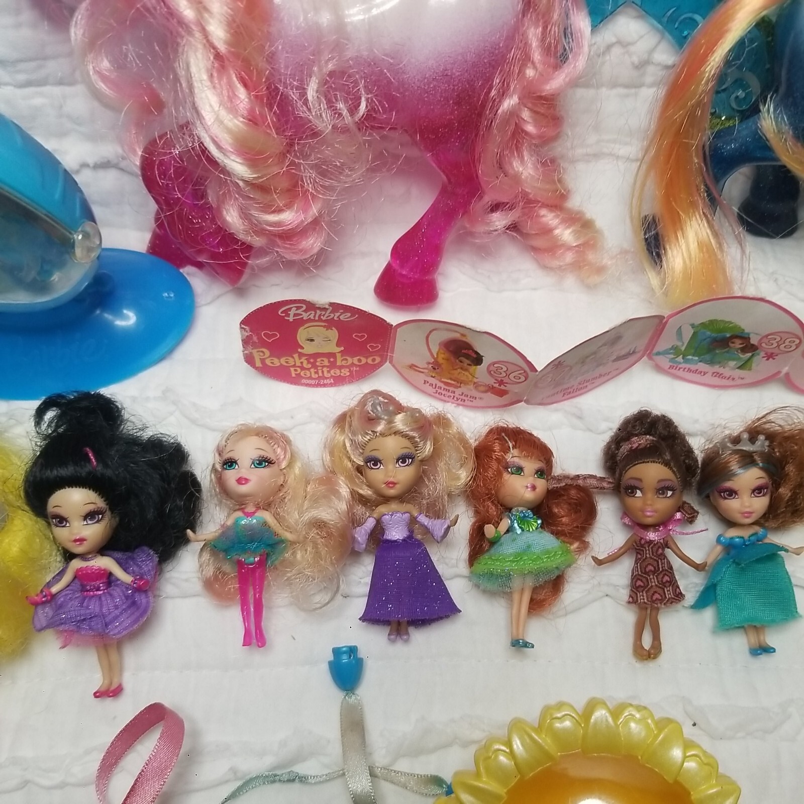 Lot of 12 Barbie Peek*a*boo Petites Dolls, Playsets, 2 Fairy Horses and ...