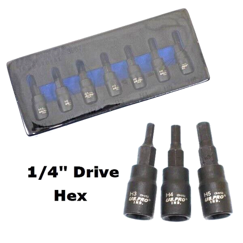 US PRO Industrial Impact Hex Bit Socket Set 1/4 Drive 7pc H1.5-H6 3967 ...