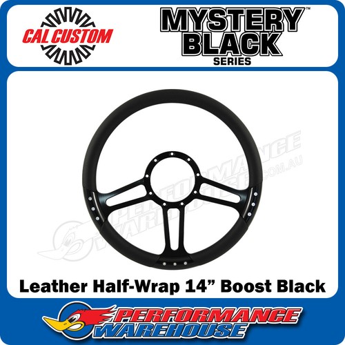 14" Billet Steering Wheel Black 1/2 Wrap Anodised Black Spokes & Finger ...