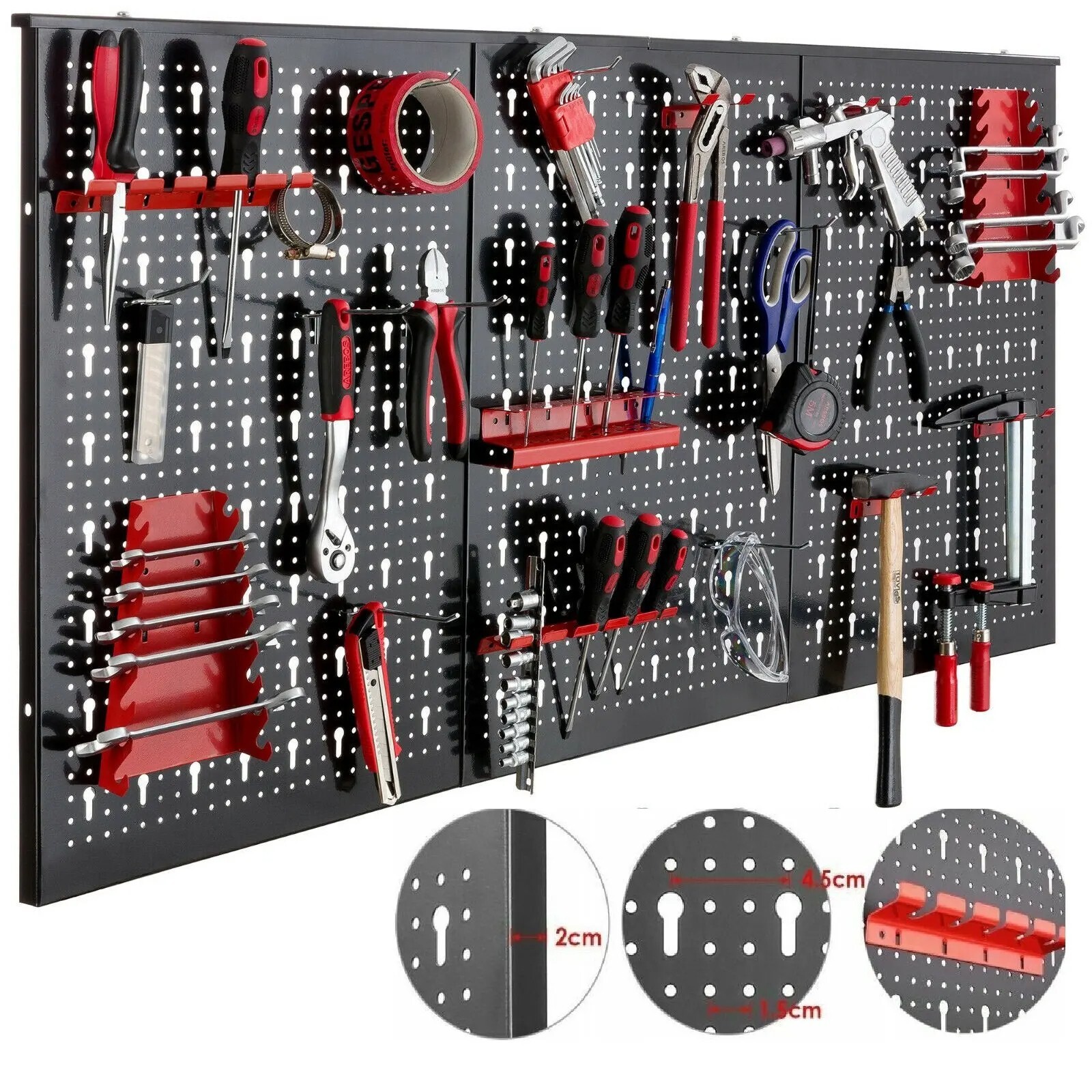 Wall Mounted Tool Peg Board Set Garage Storage Bins Workshop Rack Shed ...