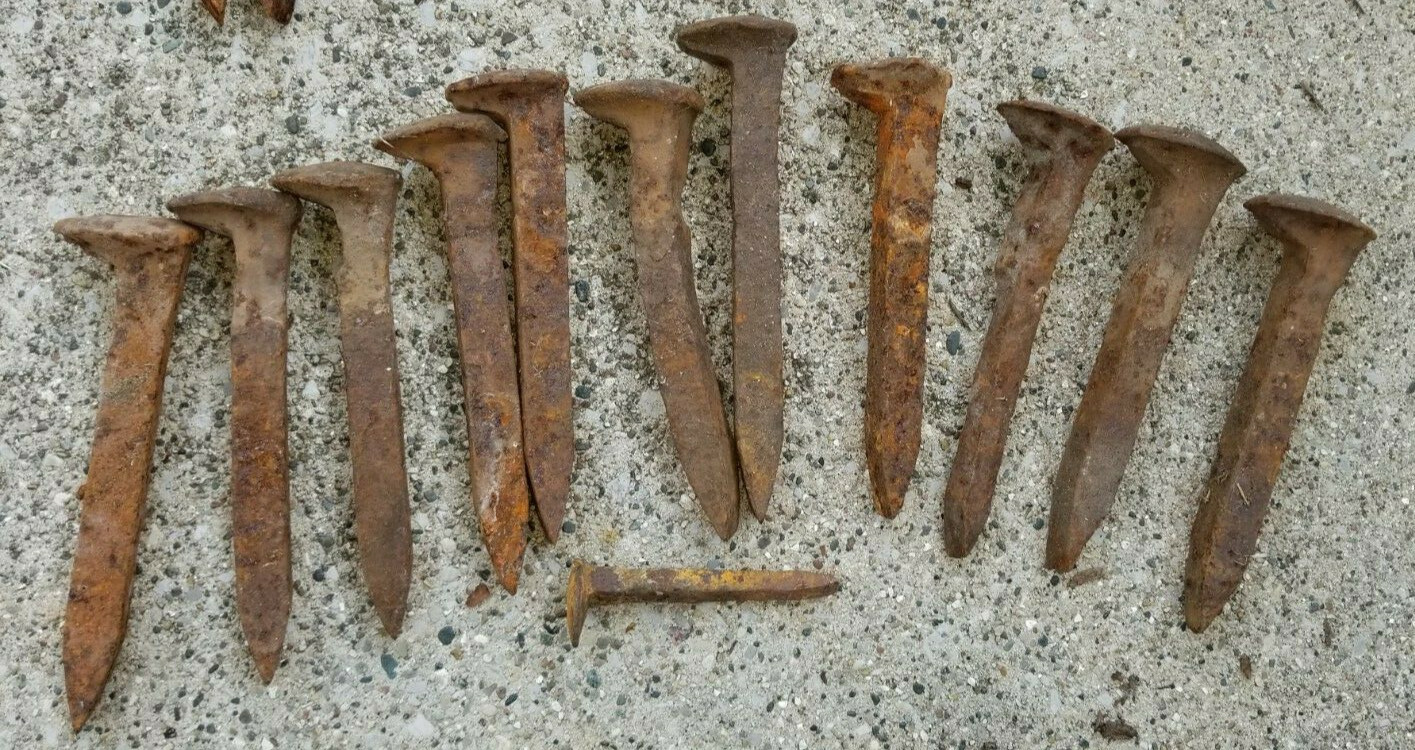 11 steel railroad spikes old vintage rustic & (1) 3-1/2" spike | eBay