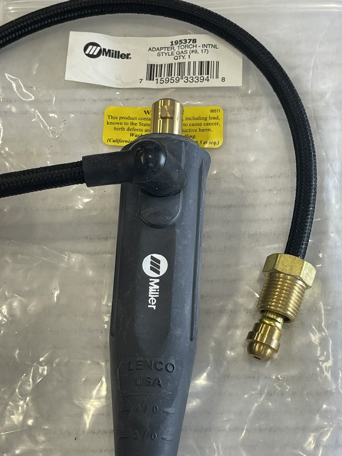 Miller 195378 International Style Torch Adapter TIG Welding for sale ...