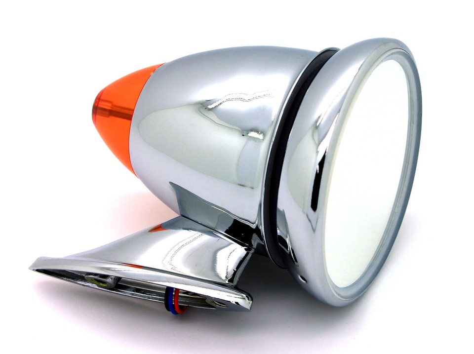 NEW Talbot Classic Chrome Bullet Side Mirrors LED Turn Signal Fender ...