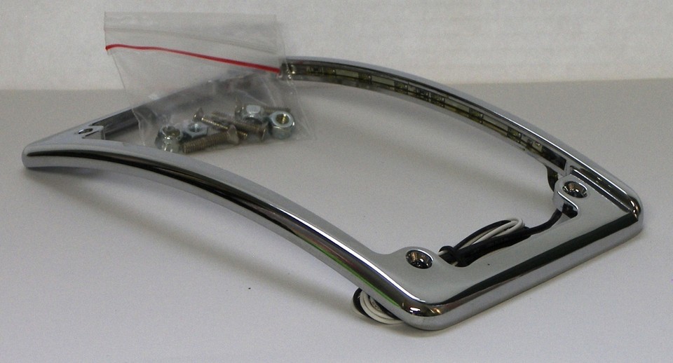 Curved LED Motorcycle License Plate Frame in Chrome Finish from Custom ...