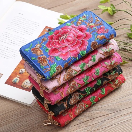 Large Capacity Coin Purse Rose Pattern Ladies Wallets Embroidery ...