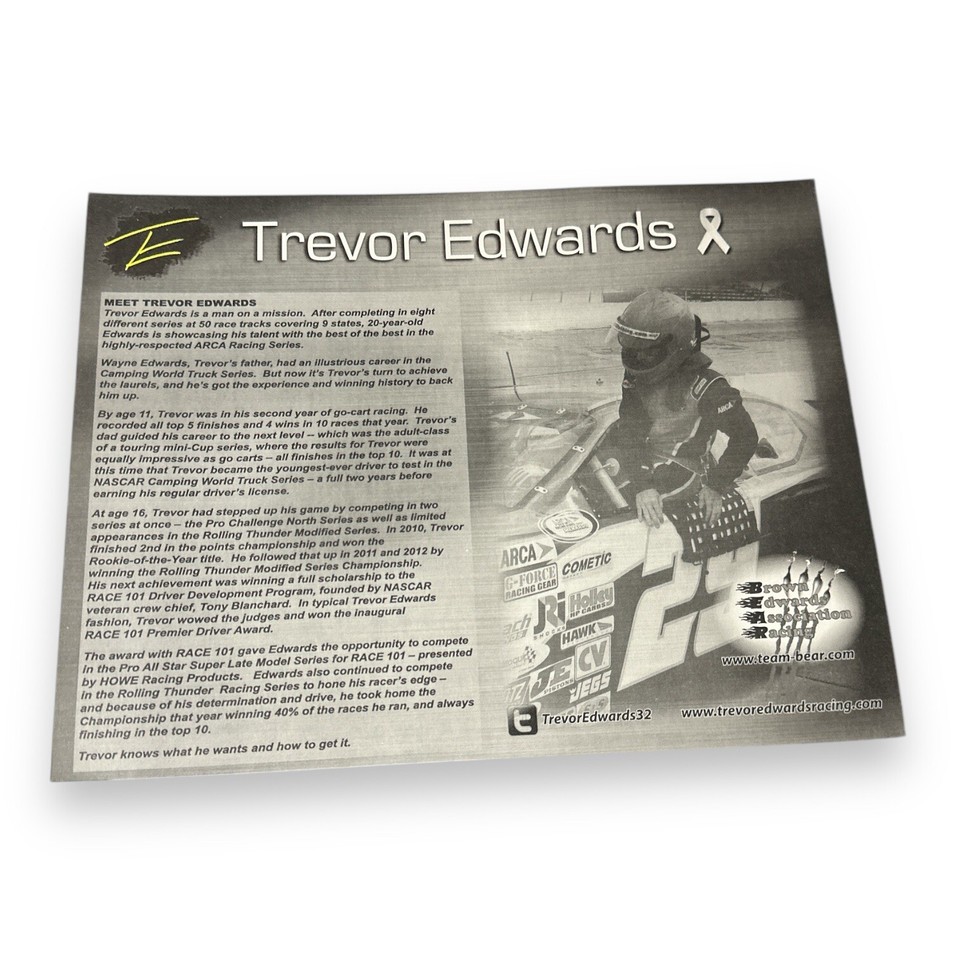 Trevor Edwards Signed Autograph 8x10 ARCA Inagugural Photo! Racing ...