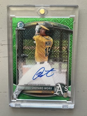 SHOTARO MORII 2025 Bowman Chrome Green Mega Mojo Auto /99 ATHLETICS ...