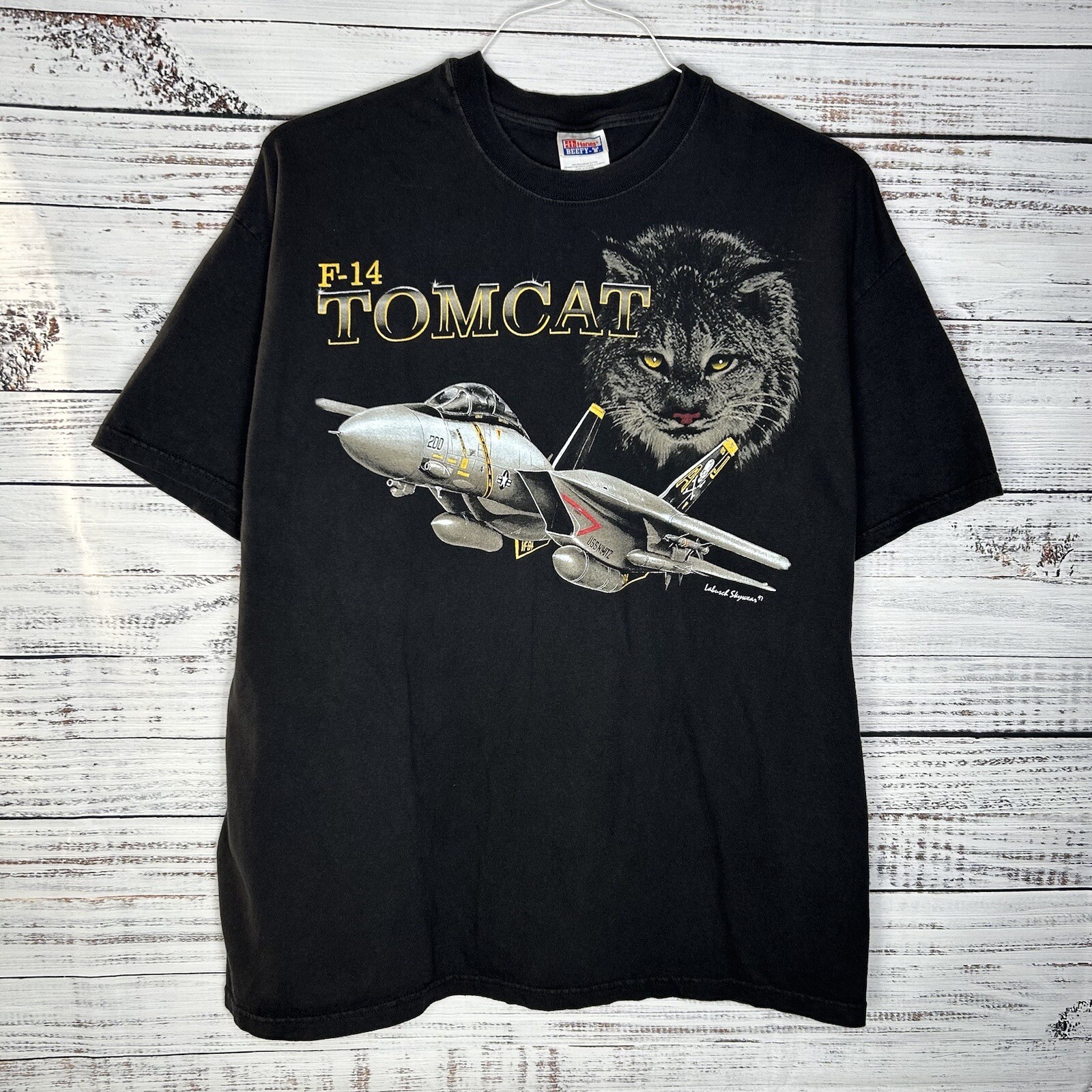 Vintage F-14 Tomcat Fighter Jet Graphic T-Shirt Black… - Gem