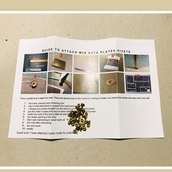 WILLYS M38A1 NEKAF DATA PLATE ATTACHING HARDWARE M38 BRASS RIVETS JEEP ...