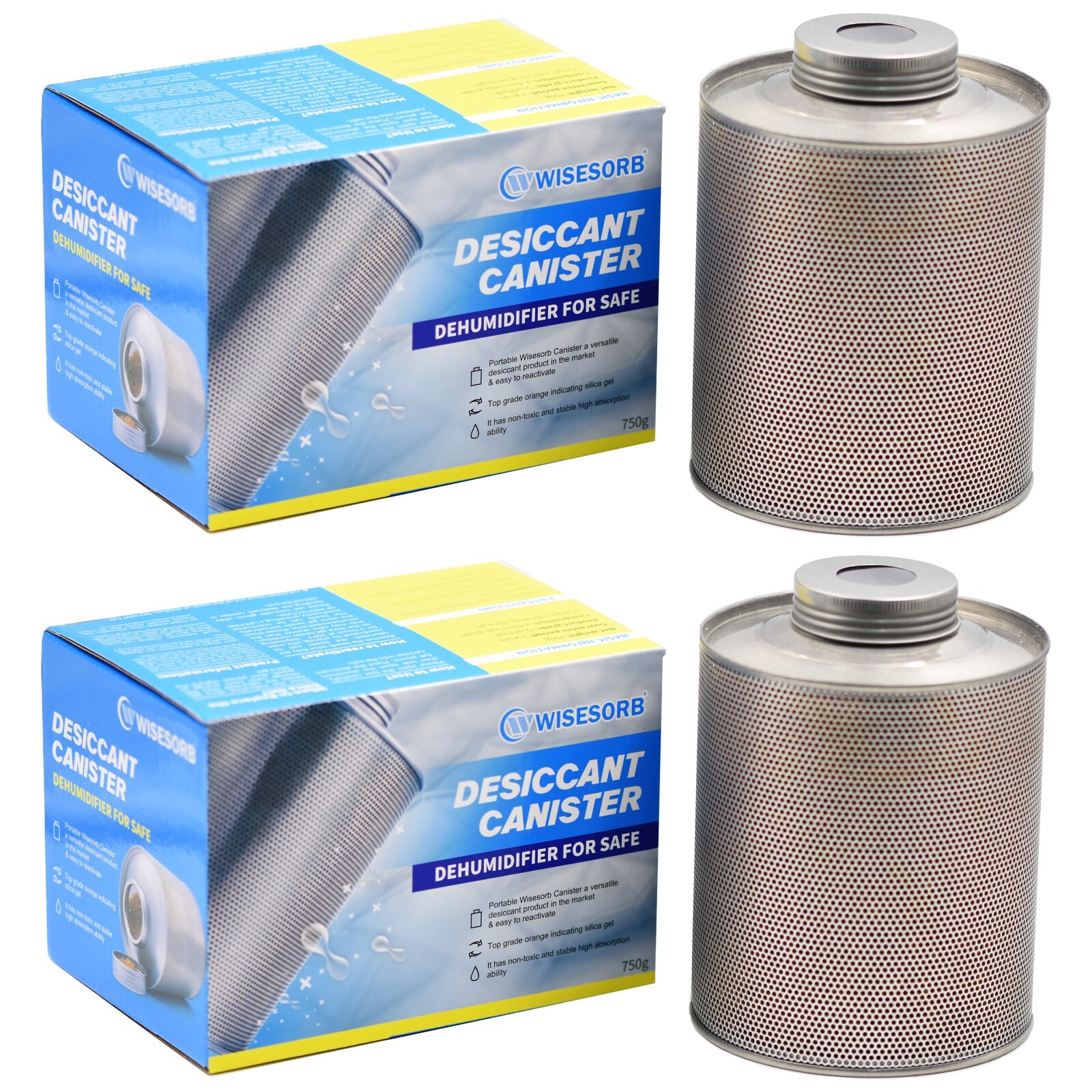 750 Grams Silica Gel Reusable Canister Desiccant, Gun Safe Dehumidifier ...