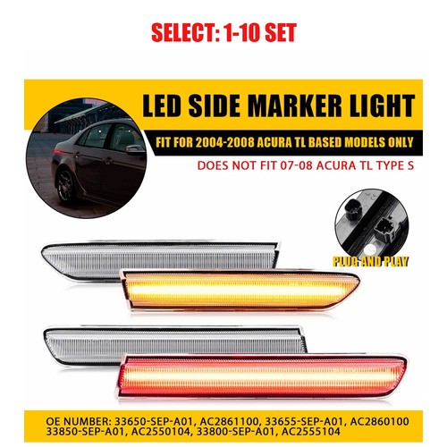 Red Amber LED Side Marker Light For 04-08 Acura TL BASED MODELS ...
