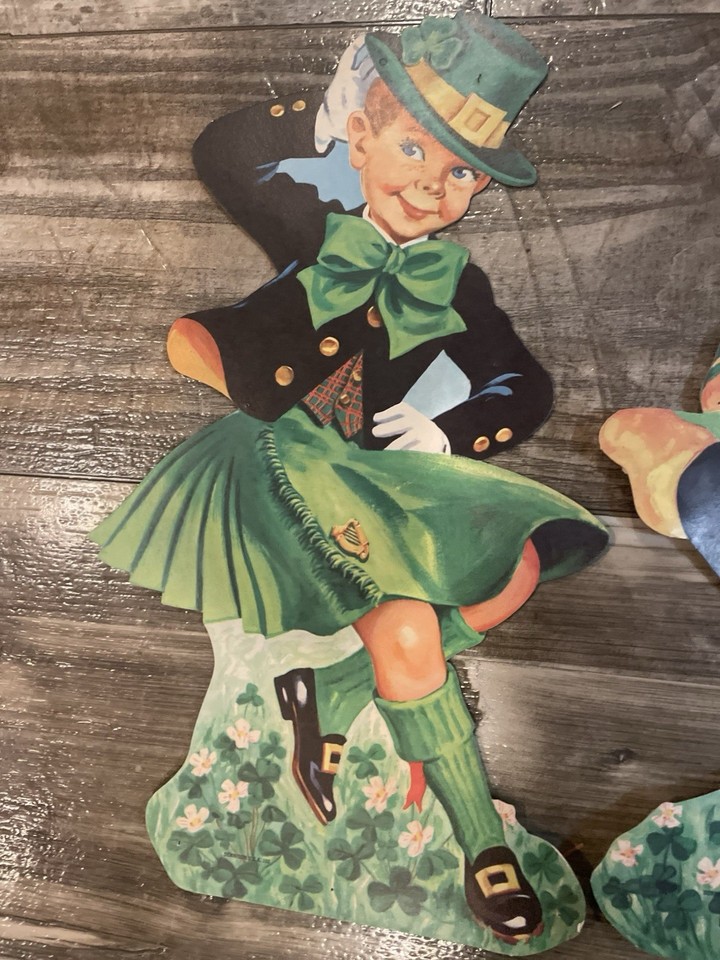 Vintage Dennison St. Patricks Day Boy & Girl Holiday Die Cut Lot. 16 ...