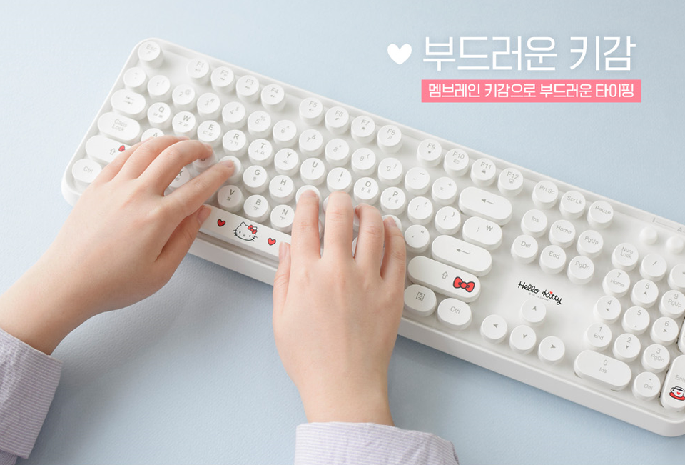 [Hello Kitty] Hello Kitty Wireless Keyboard Mouse Set Retro Typing ...