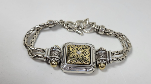 VTG Retired Brighton Toggle Bracelet Silver & Gold Tone Metal 8" Long ...