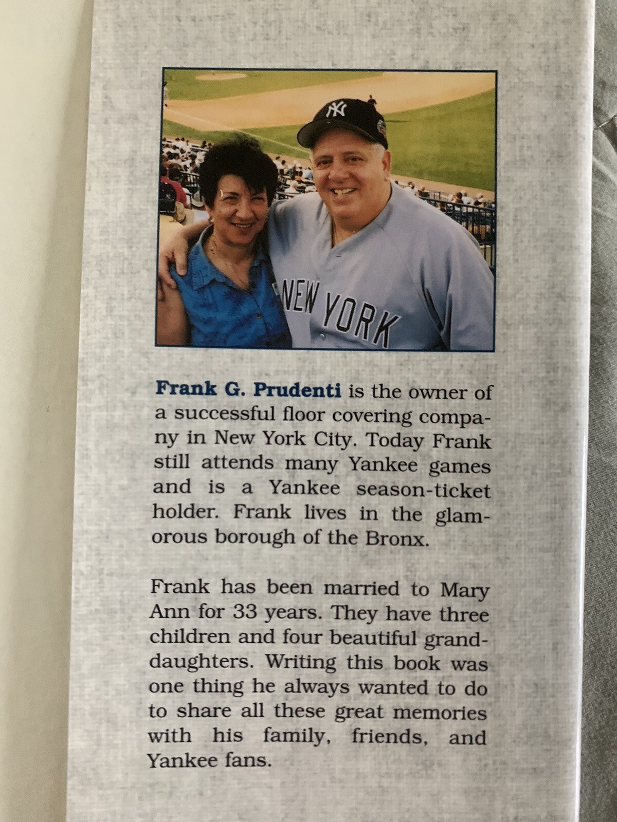 Memories of a Yankees Bat Boy. Frank Prudenti. Autographs by author and ...
