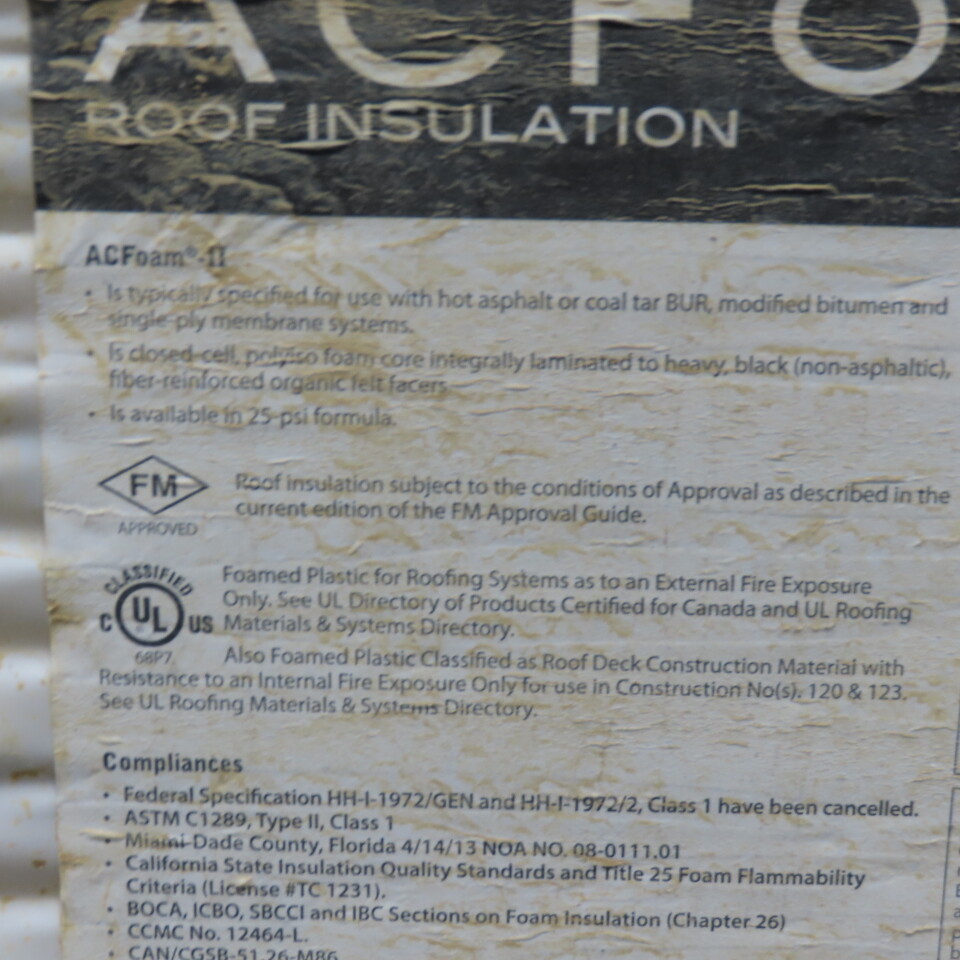 Atlas ACFoam-II 48"x48"x2" GRF Foam Board Roofing Insulation 400SQ/Ft ...