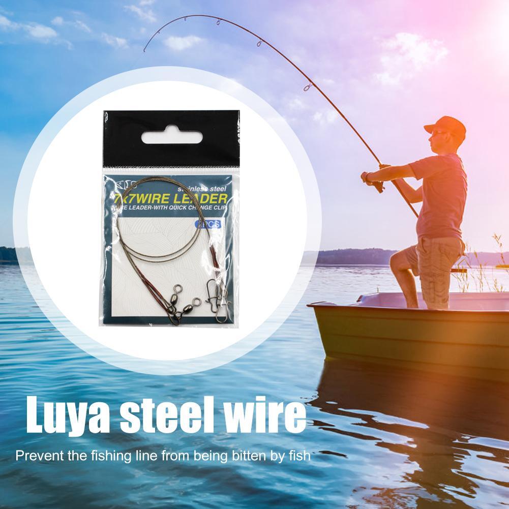 2pcs Steel Lure Anti-Bite Wire Leader Fishing Leash with Swivel (SGWL ...