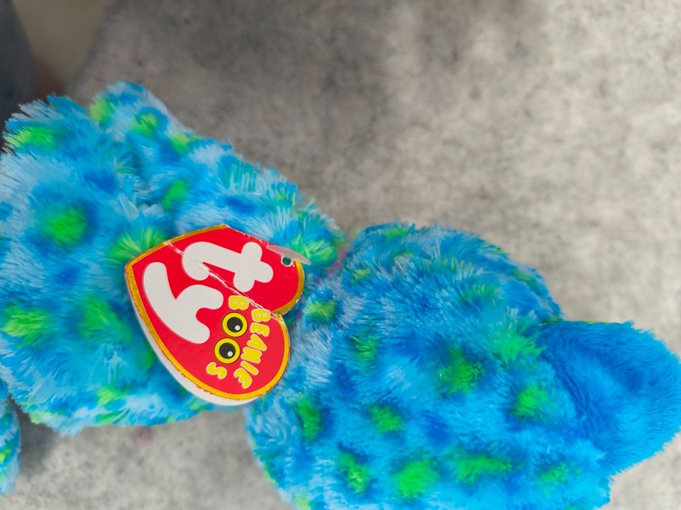 TY Beanie Boos 15cm Plush Big Eyes Toy Leona Blue Leopard bent tag | eBay