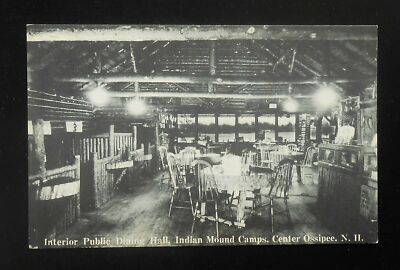 1940s Interior Public Dining Hall Indian Mound Camps Rustic Ossipee NH ...