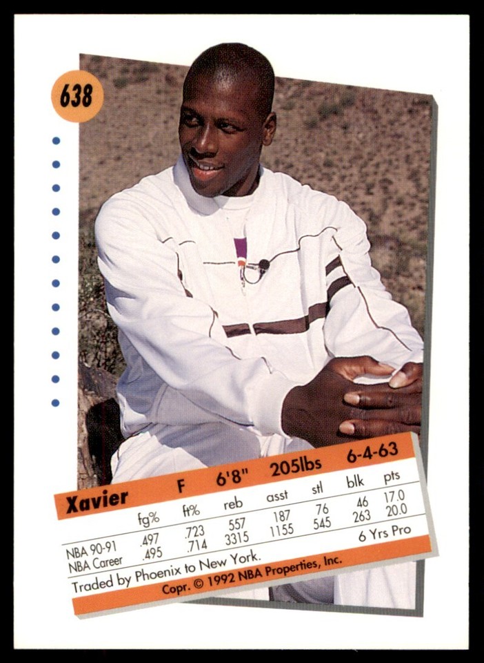 1991-92 SkyBox Xavier McDaniel New York Knicks #638 | eBay
