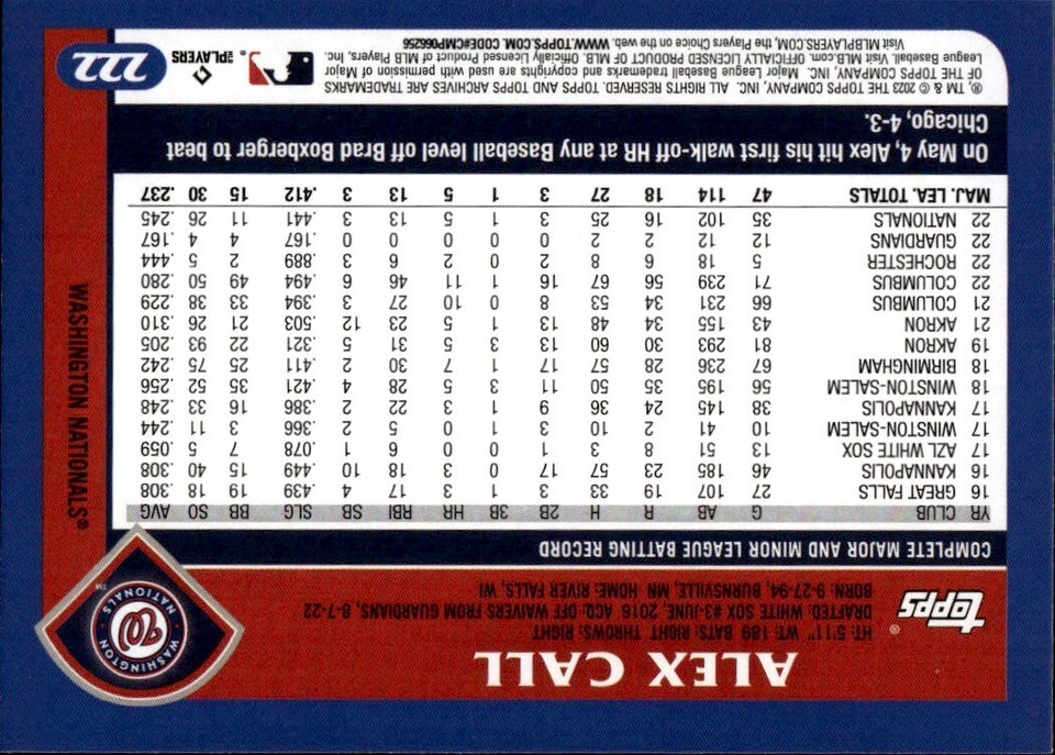 2023 Topps Archives Alex Call #222 RC | eBay