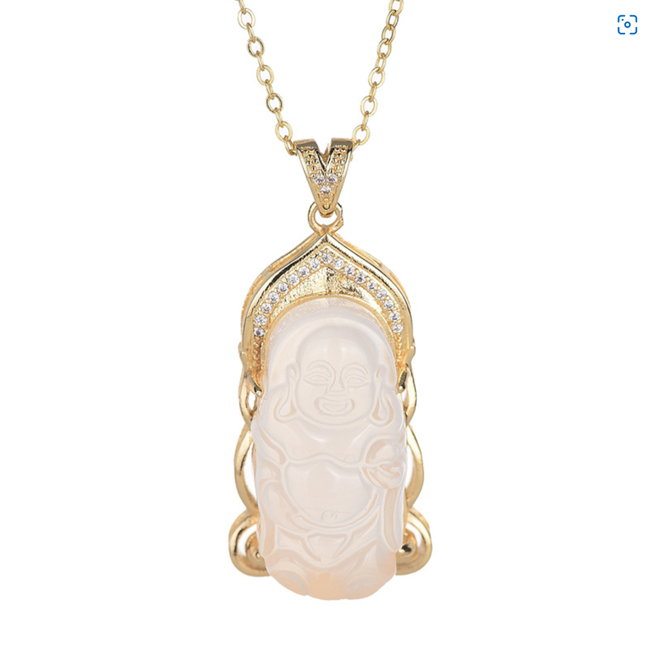 Jade Pendant Necklace Buddha Crystal Charm 18K Gold Plated Chain ...