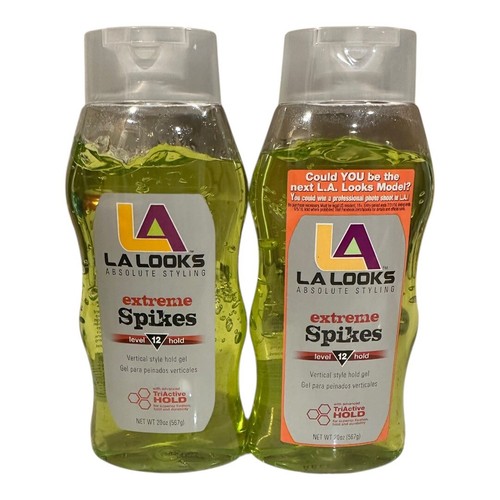 2 Pack LA Looks Extreme Spikes Hold Level 12 Alcohol Free Hair Gel ...