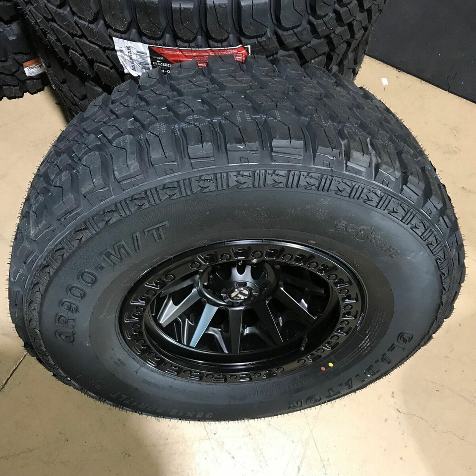 17x9 Fuel D694 Covert Black Wheels 35" Mud MT Tires 8x170 Ford Super ...