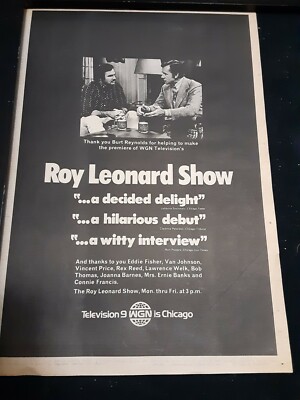 Ray Leonard Show WGN TV Burt Reynolds Rare Original Promo Poster Ad ...
