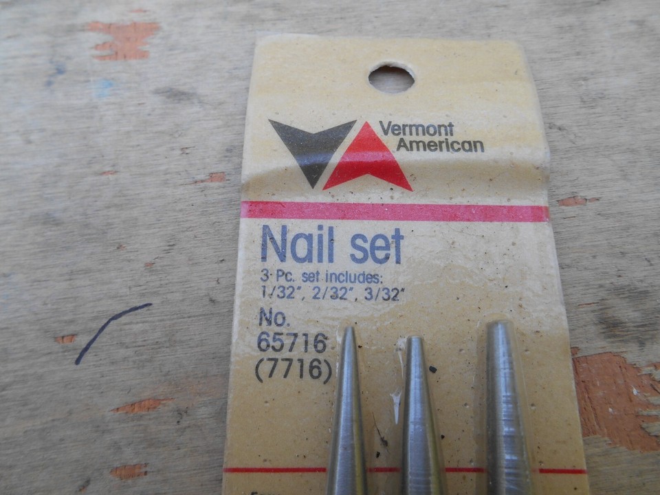 VERMONT AMERICAN NO. 65716 , 3 PIECE NAIL SET , 1/32 , 2/32 , 3/32 ...