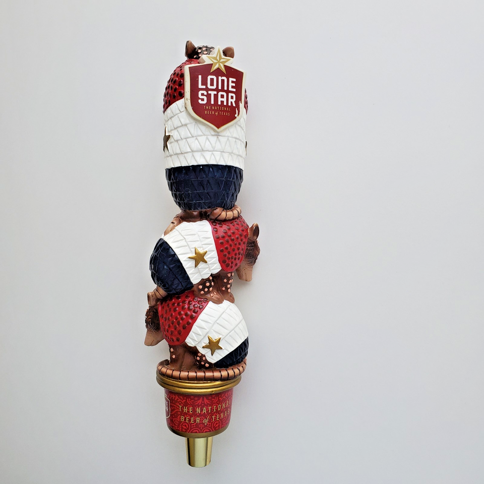 Lone Star Beer Texas Stacked 3 Armadillos Figurative Tap Handle Red ...