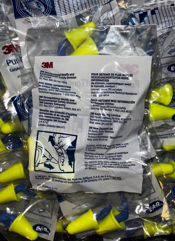 20 Pair 3M Push-Ins SofTouch Earplug 20 Pairs E-A-R Earplugs UNCORDED ...