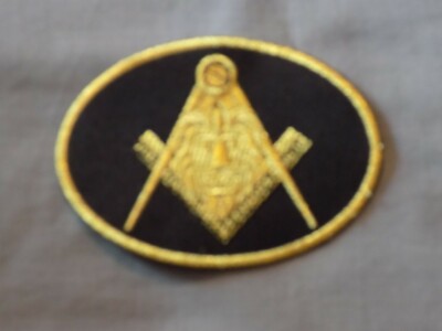 Master Mason Square Compass Lion Patch Black Gold Iron Sew Freemason ...