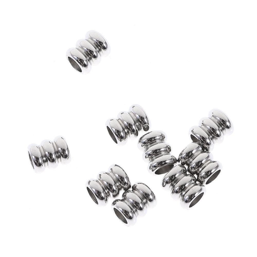 50pcs Silver Column Beads 5x5mm Loose Beads Grooved Beads DIY Jewelry ...
