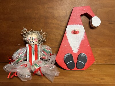 Two Vintage Handmade Wooden Christmas Decorations | eBay