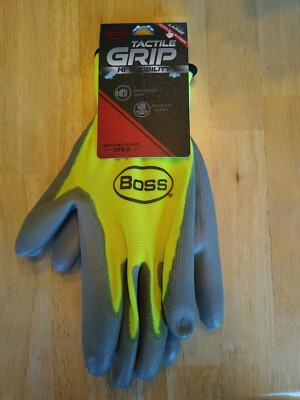 Boss tactile grip hi visibility gloves size large-new | eBay