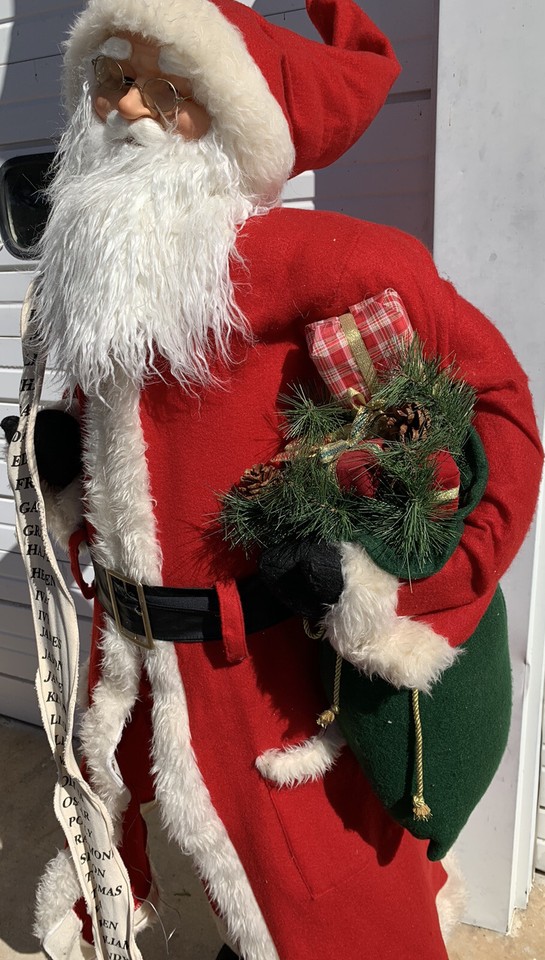 Vintage Life Size 5 Ft Traditional Santa Claus Figure w/ Good Boys ...