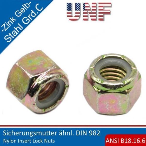 Unf Lock Nut Ansi B18.16.6 Steel Grade C Yellow Zinc Plated | eBay UK