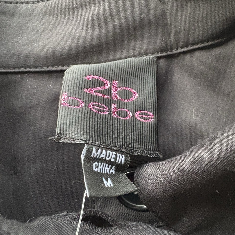 NWT Bebe Black Ruffled Button-up Shirt Dress Womens M | eBay