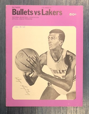 1966/67 BALTIMORE BULLETS VS LA LAKERS NBA PROGRAM WAYNE HIGHTOWER ...