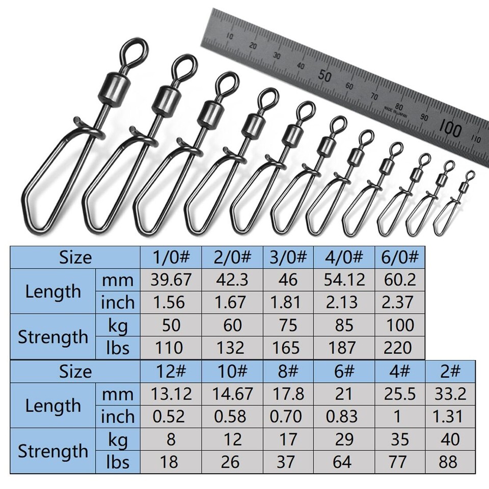 Rolling Spin Swivels Clip-on Link Lock Swivels Coastlock Fishing Line ...