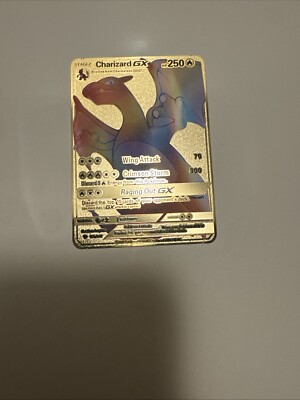 Rainbow Charizard GX Gold Metal Fan Art Pokemon Card HP250 150/147 | eBay