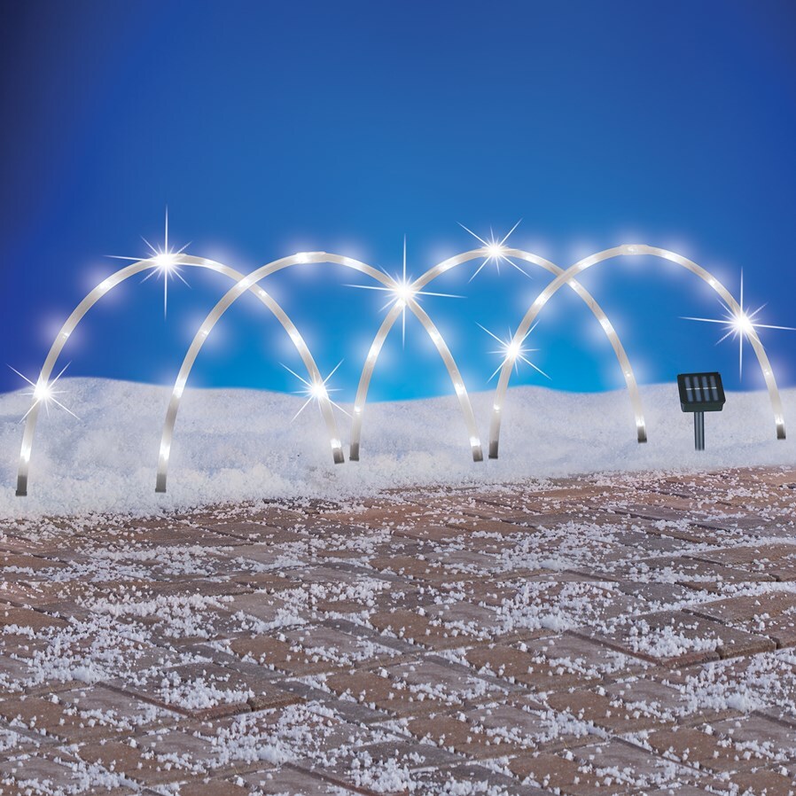 Set of 4 Solar LED Arches Garden Pathway Stake Lights - 8 Lighting ...