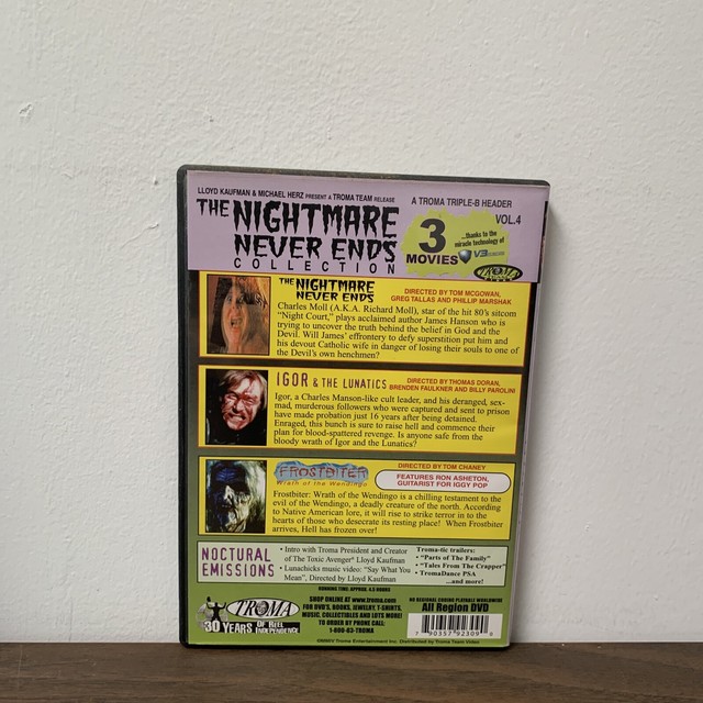 Nightmare Never Ends: Troma Triple B-Header 4 (DVD) for sale online | eBay