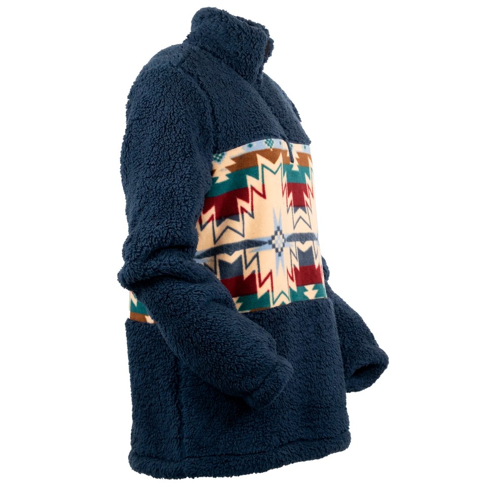 OUTBACK TRADING Women's Abigail Warm Faux Fur Fleece Casual Zip Henley ...